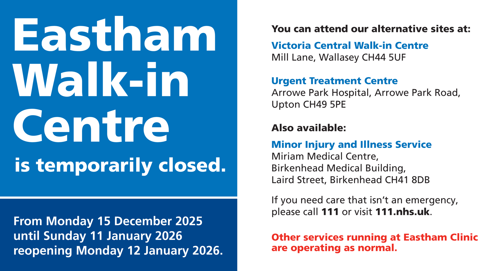 Temporary Closure Eastham Walk-in « Riverside Surgery